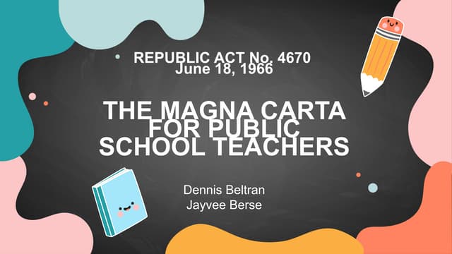 R.a.4670 magna carta for public school teachers | PPTX