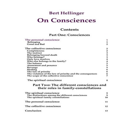 Bert Hellinger - On Consciences (Family Constellation) | PDF