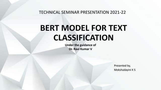 Bert Module For Text Classificationpptx