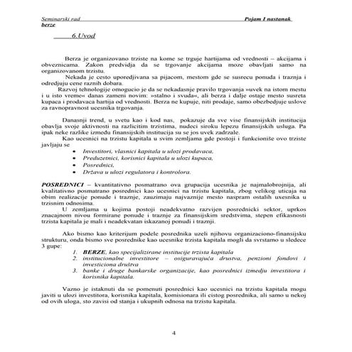 Berza, pojam vrste karakteristike i berzanski poslovi 3 | DOC