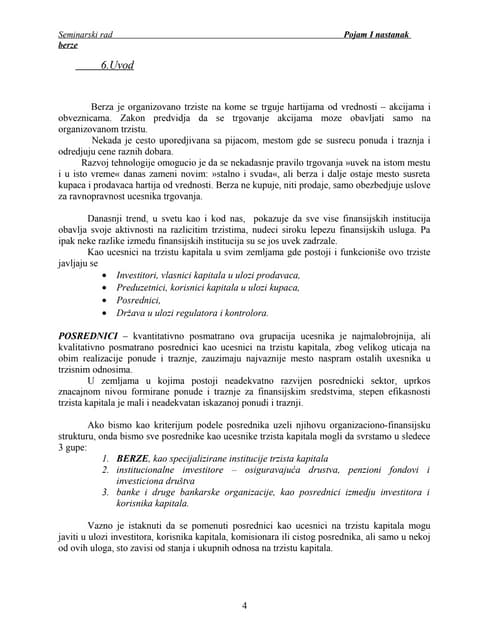 Pojam i vrste berze | DOC