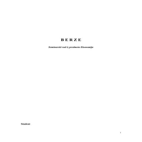 Berze ekonomija | DOC