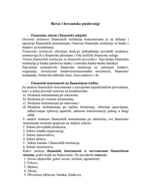 Pojam i vrste berze | DOC