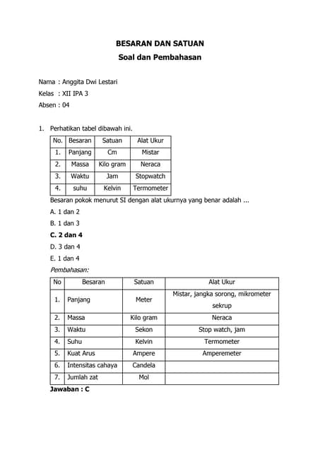 Fisika Kelas X: Besaran, Satuan, dan Pengukuran | PDF