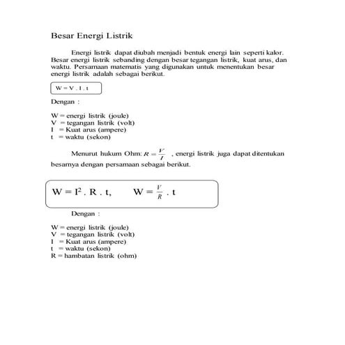 Besar energi listrik | DOC