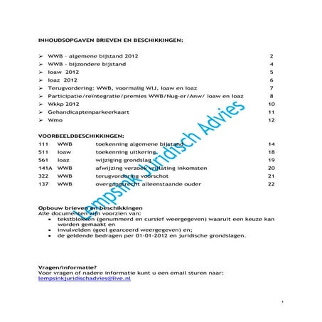 Beschikkingen WWB 2012 IOAW IOAZ WKKP GPK WMO | PDF
