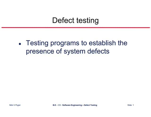 Defect Testing Pdf Computer Software And Applications Computing