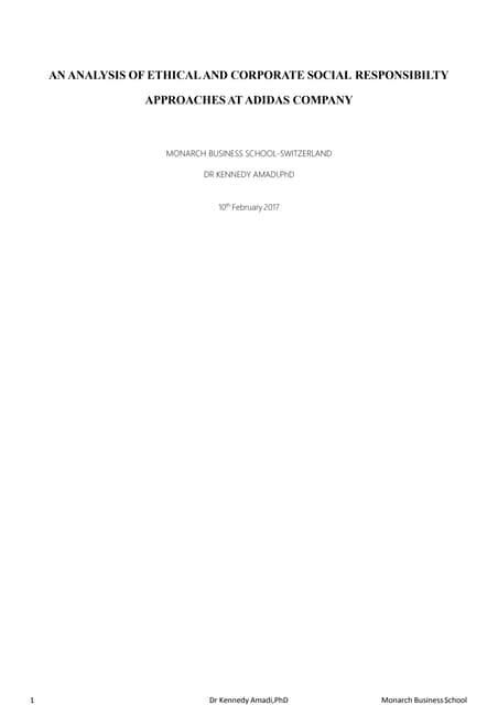 adidas Group- Management, Organizational Structure and CSR Analysis | DOCX