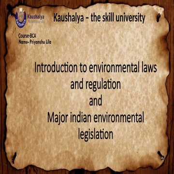 Introduction to environmental laws and regulation. | PPTX