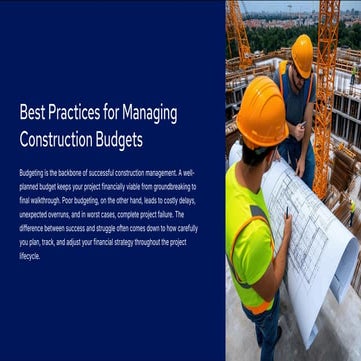 Best Practices for Managing Construction Budgets | PDF