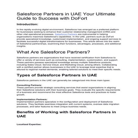 Why and Who Needed Salesforce Partners in UAE | DOCX