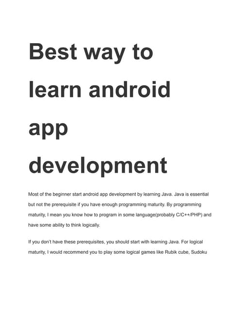 Best Way To Learn Android App Development Pdf 3548