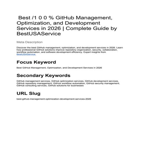 BUY new Comprehensive Guide to Best GitHub Management, Optimization ...