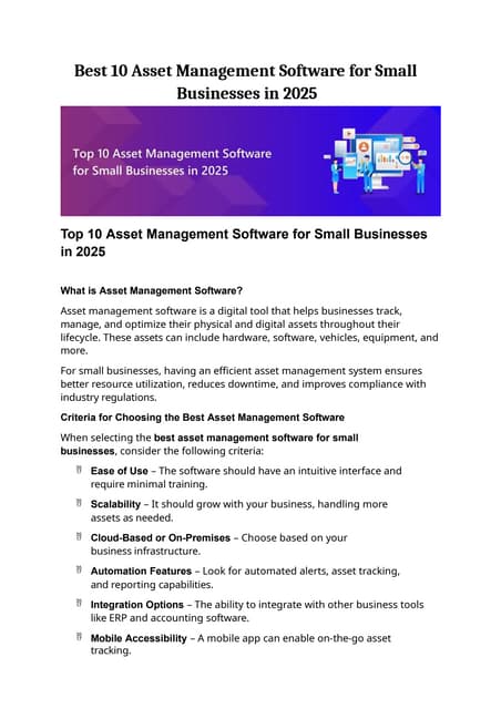 3 Benefits of Asset Management Software | PPTX | Technology & Computing