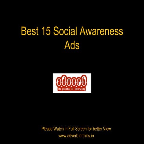 Best 15 Social Awareness Ads | PPTX