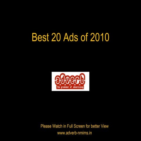 Best 20 Ads of 2010 | PPTX
