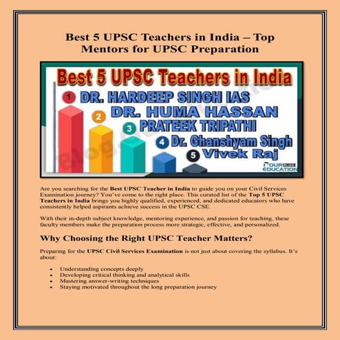 List of the Best 5 UPSC Teachers in India | PDF
