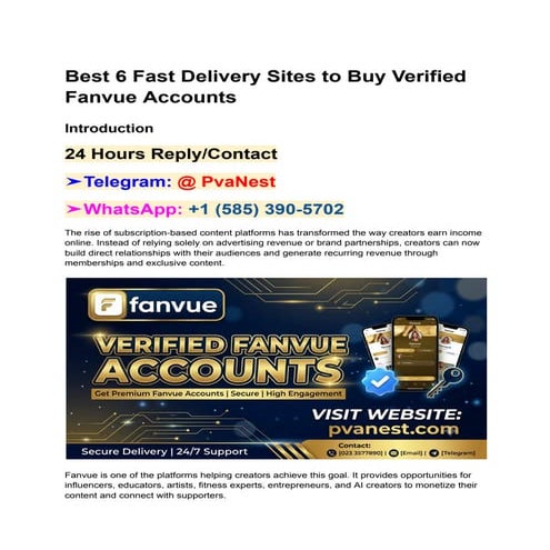 29 Secure Online Sites to Buy Verified Fanvue Accounts | PDF