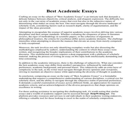 Best Academic Essays | PDF