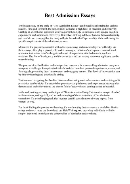 High School Entrance Essays | PDF