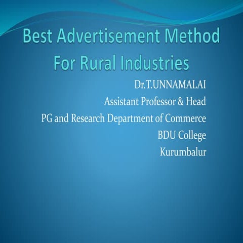 Best advertisement method for rural industries | PPT