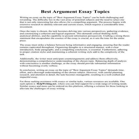 Best Argument Essay Topics | PDF
