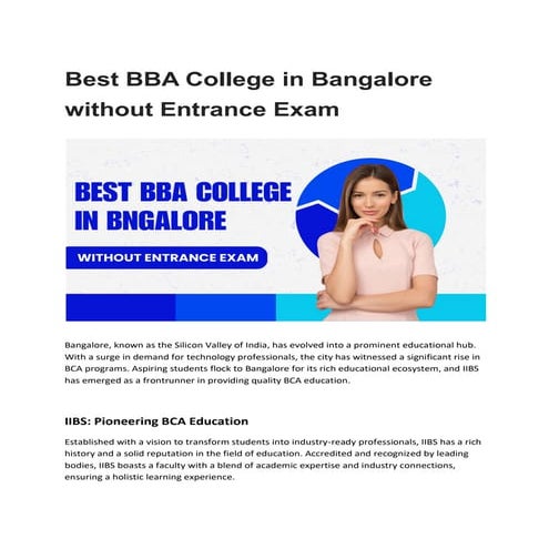 Best BBA College in Bangalore without Entrance Exam | PDF
