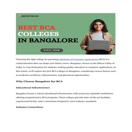 Best Bca Colleges In Bangalore, karnataka | PDF