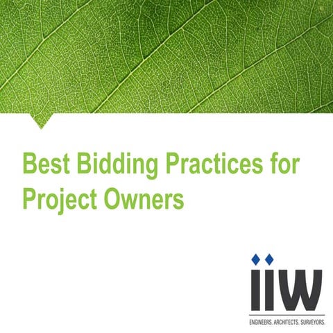 Best bidding practices for owners of infrastructure & building projects ...