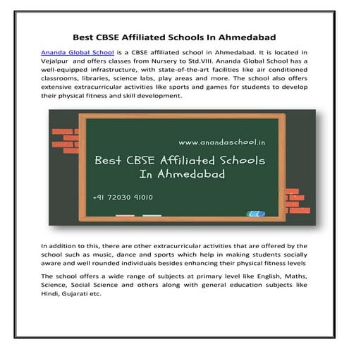 Best CBSE Affiliated Schools In Ahmedabad | PDF