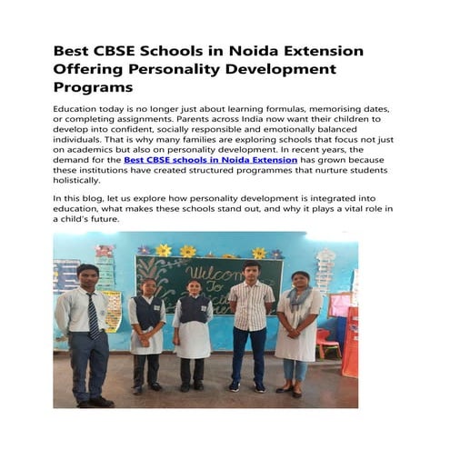 Best CBSE Schools in Noida Extension Offering Personality Development ...