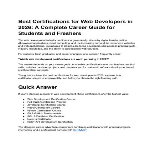Top Web Development Certifications for 2026: A Career Guide for ...