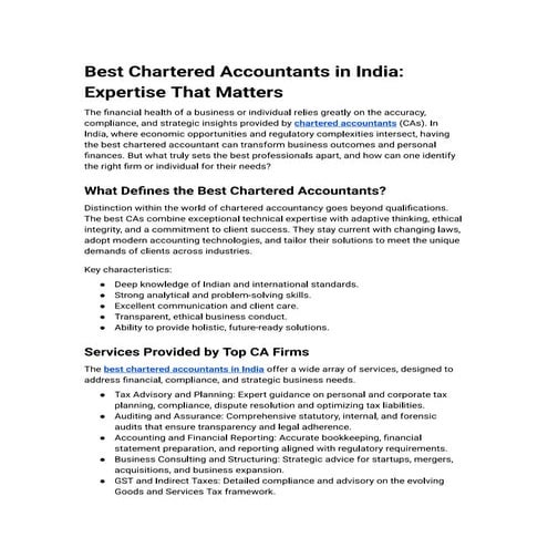 Best Chartered Accountants in India: Expertise That Matters | PDF
