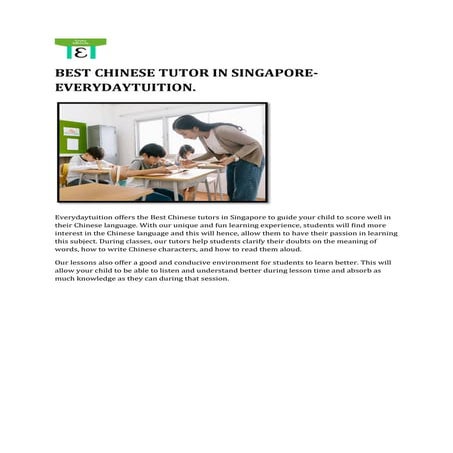 BEST CHINESE TUTOR,SINGAPORE-EVERYDAYTUIYION | PDF