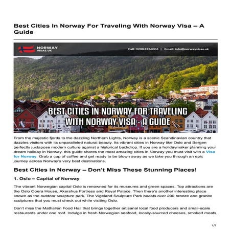 Best Cities in Norway For Traveling with Norway Visa - A Guide | PDF