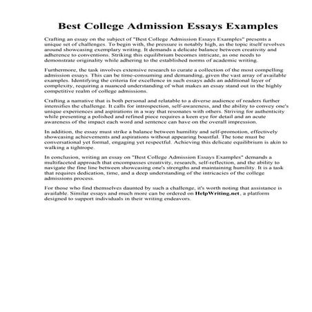 Best College Admission Essays Examples | PDF