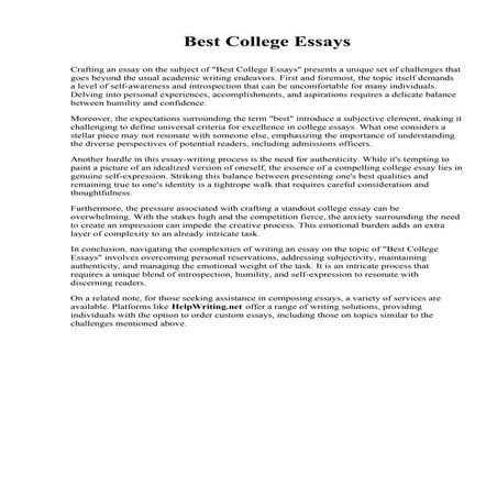 Best College Essays.pdf | College Planning | College Education