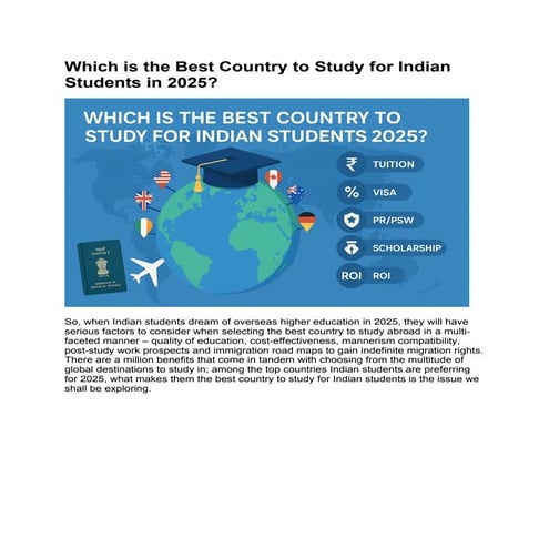 Which is the Best Country to Study for Indian Students in 2025? | DOCX