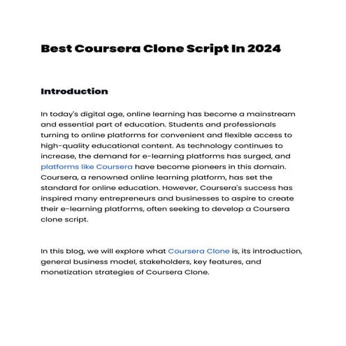 Best Coursera Clone Script In 2024 | PDF