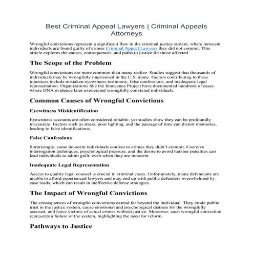 Wrongful Convictions: Causes and Remedies | DOC