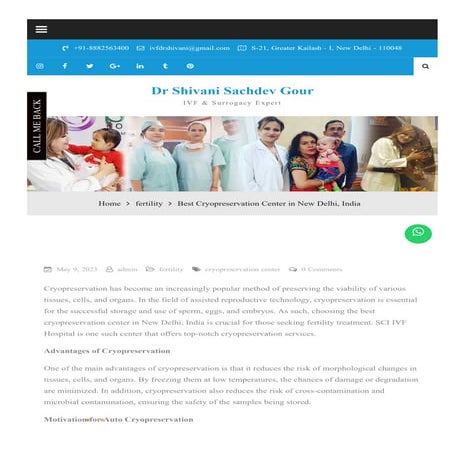 Best Cryopreservation Center in New Delhi, India | PDF