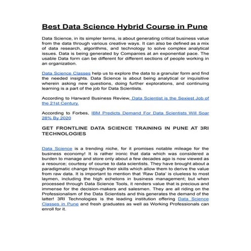Best Data Science Hybrid Course in Pune. | PDF