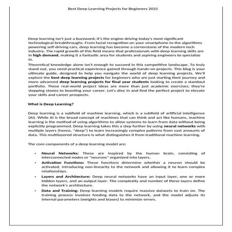 Best deep learning projects for Final Year Students | DOCX