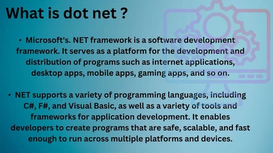 Introduction to Dot Net | PPTX | Computing | Technology & Computing