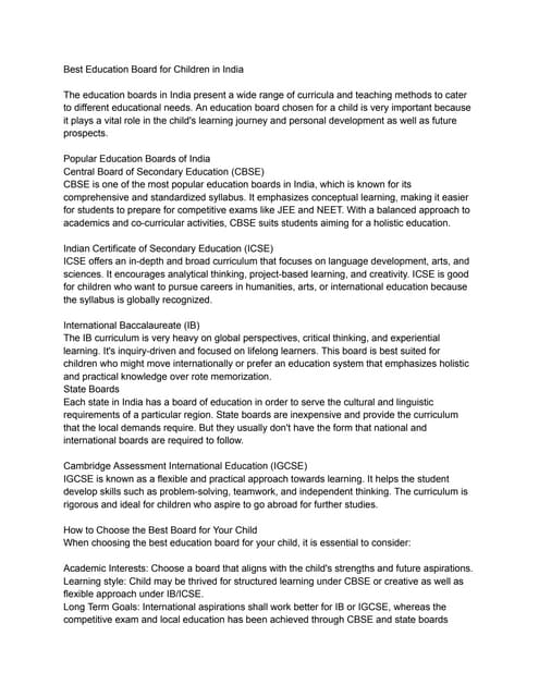 Differences in School Boards in India (State/CBSE/ICSE/IGCSE/IB) | PPT