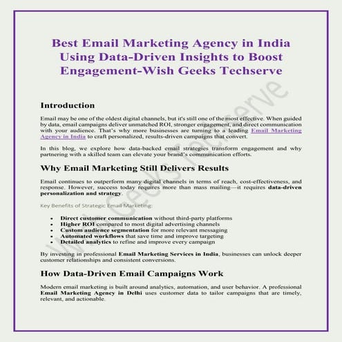 Best Email Marketing Agency in India Using Data-Driven Insights to ...