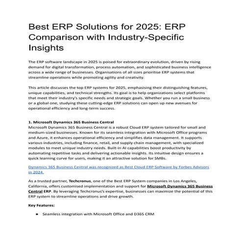 Best ERP Solutions for 2025: ERP Comparison with Industry-Specific ...