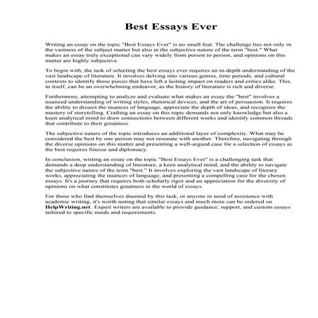 Best Essays Ever | PDF