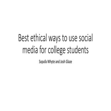 Best ethical ways to use social media | PPT