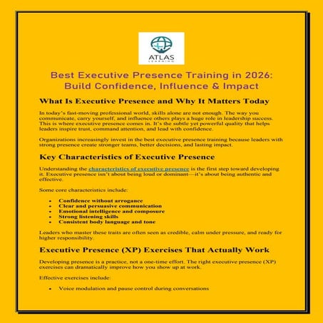 Best Executive Presence Training in 2026 Build Confidence, Influence ...